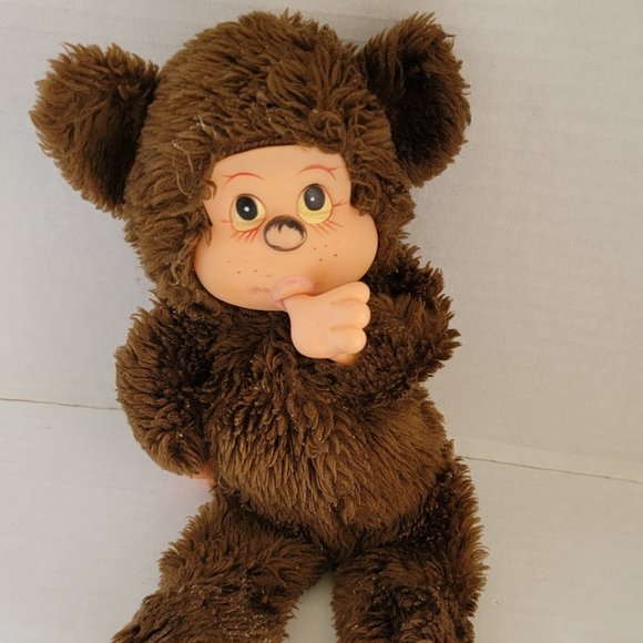 Toys | Monchichi Plush Brown Bear Monkey Thumb Sucking Both Hands Doll ...